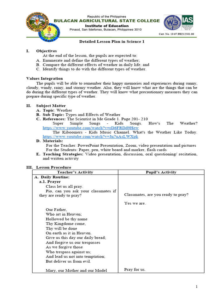 DLP DEMO SCIENCE1 Gatche-Janella-Rose-L | PDF | Lightning | Rain