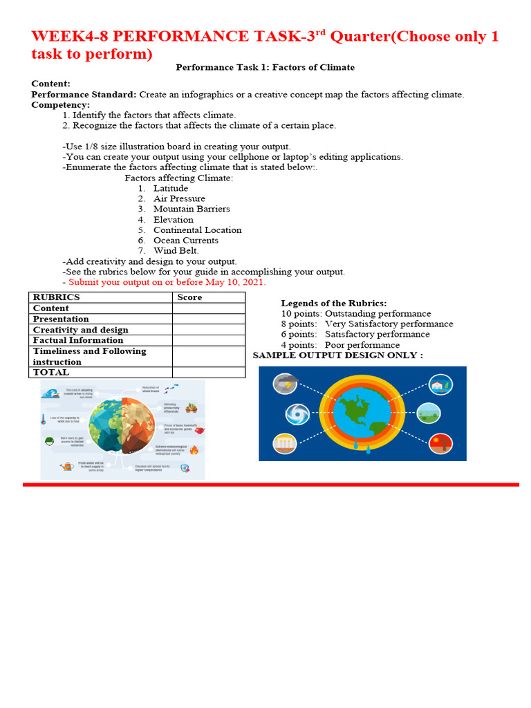 Performance Task-SCI.9- Weeks 4-5 3rd Q | PDF | Climate | Earth Sciences