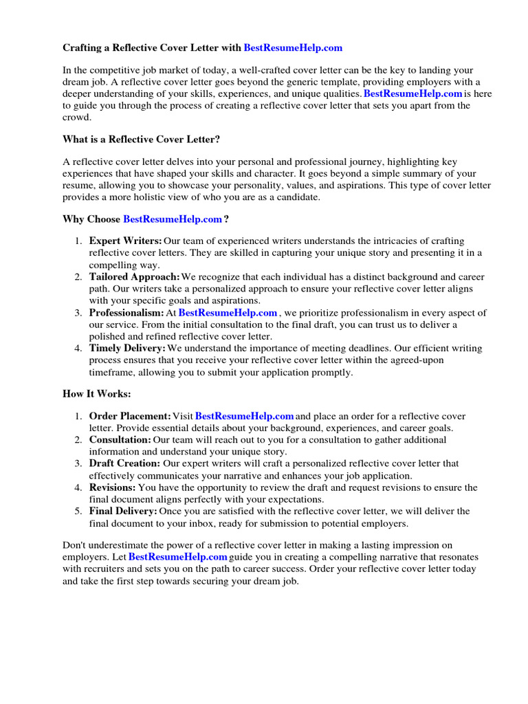 Reflective Cover Letter Example | PDF | Essays | Thought
