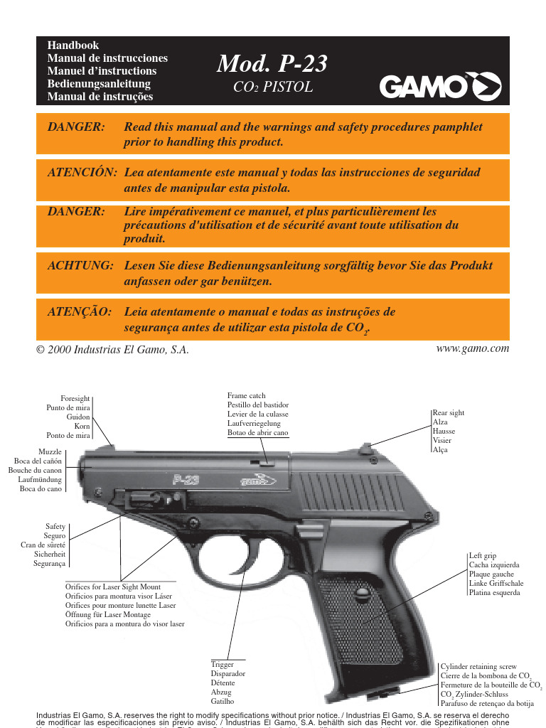 238_gamo-p-23-handbook | PDF | Pistola | Munición