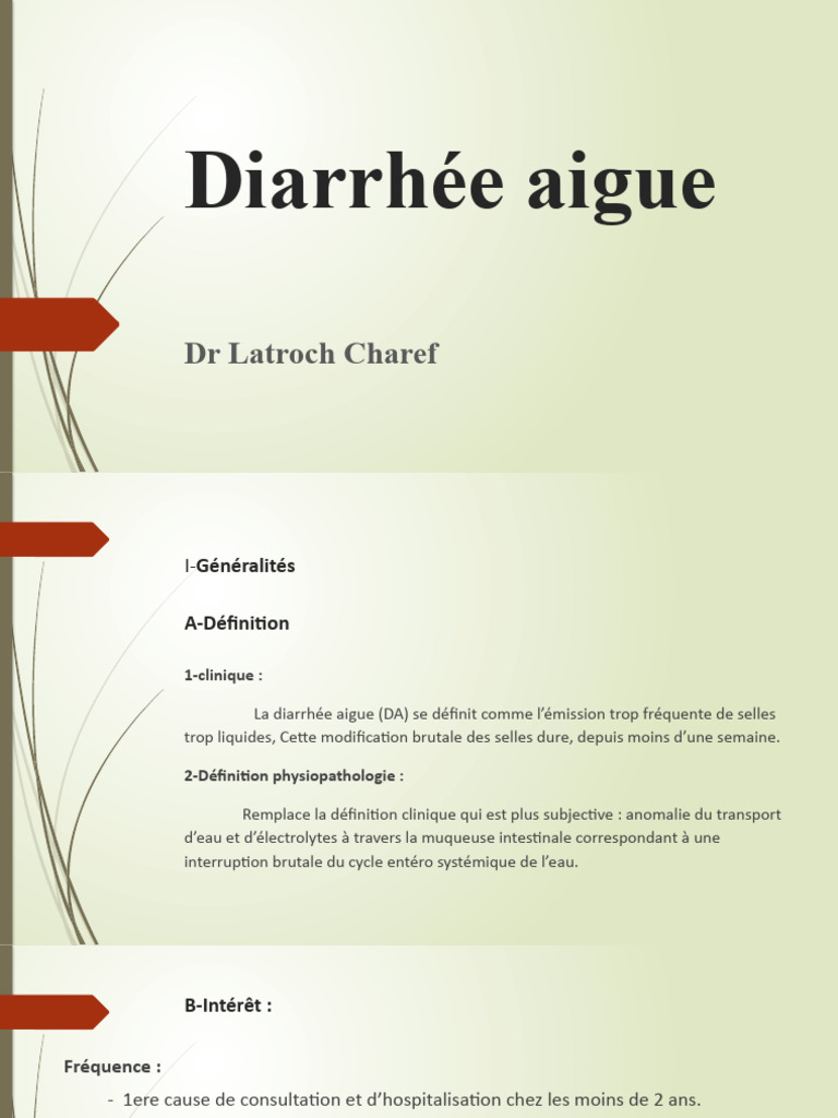 Définition de la diarrhée aiguë | PDF | Système immunitaire | Diarrhée