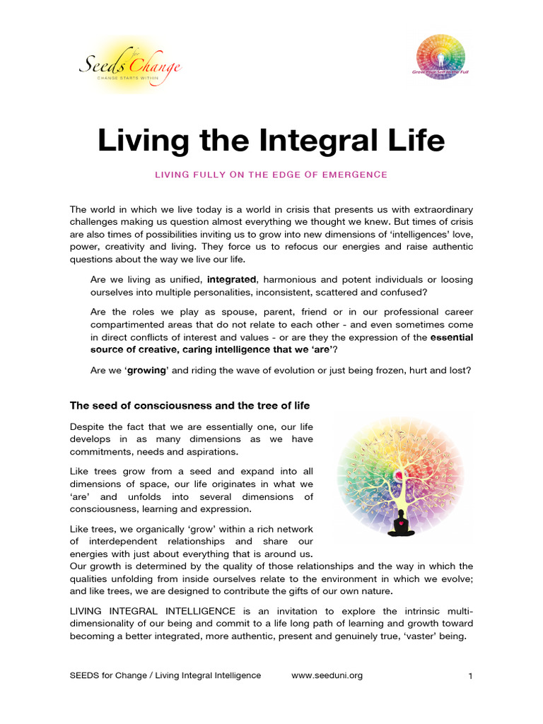 1-Living Integral Life Details | PDF | Consciousness | Intelligence