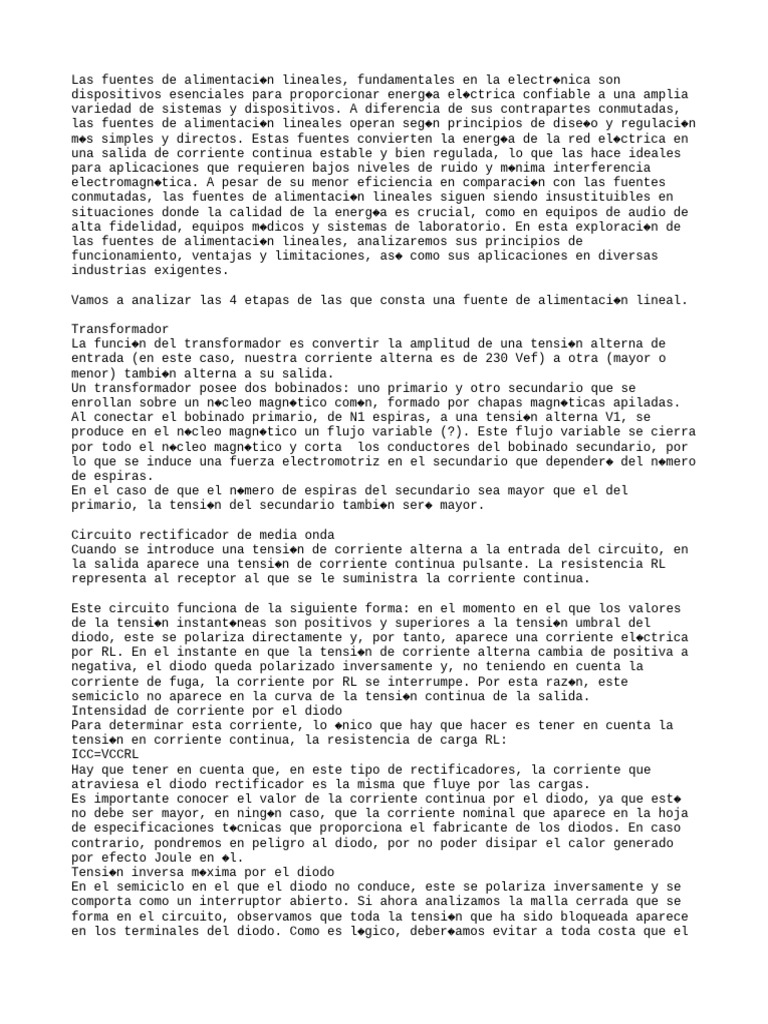 Fuentes de Alimentación Lineales: Funcionamiento y Aplicaciones | PDF ...