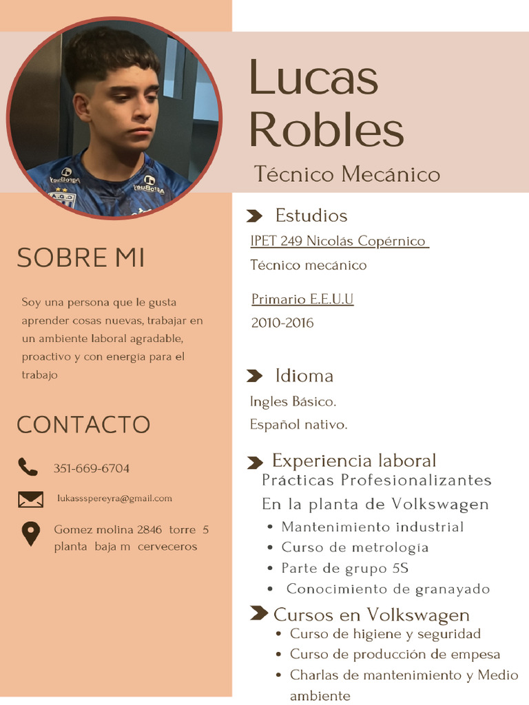 Currículum Vitae Lucas Robles | PDF