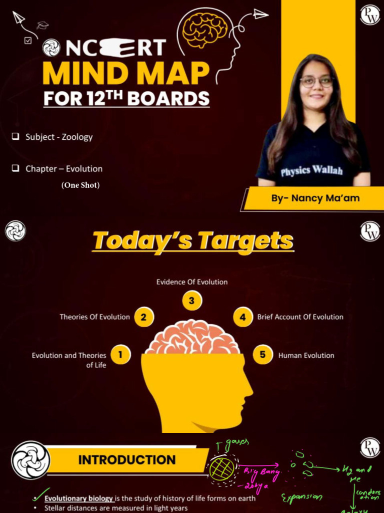 Evolution (One Shot) - Class Notes - Class 12th Mind Map | PDF