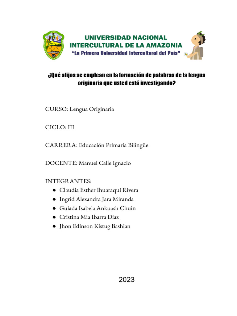 Afijos en la lengua awajún | PDF | Plural | Gramática