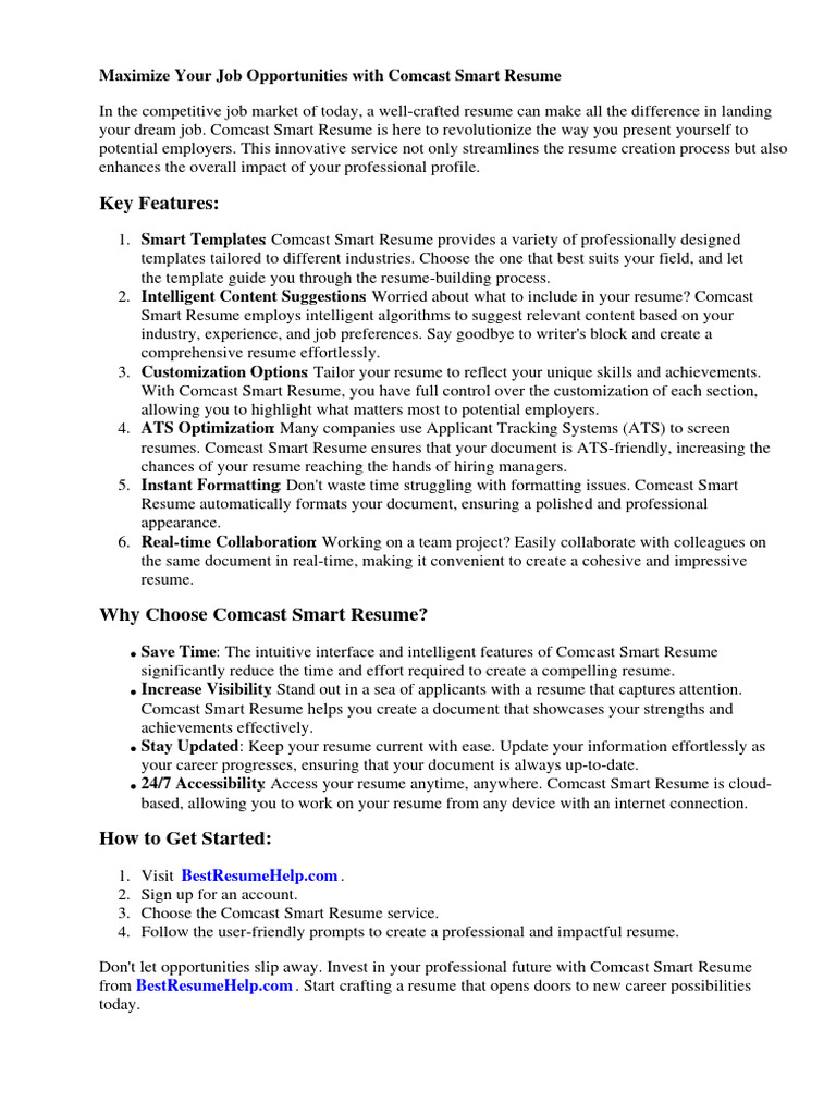Comcast Smart Resume | PDF | Résumé | Computer Network