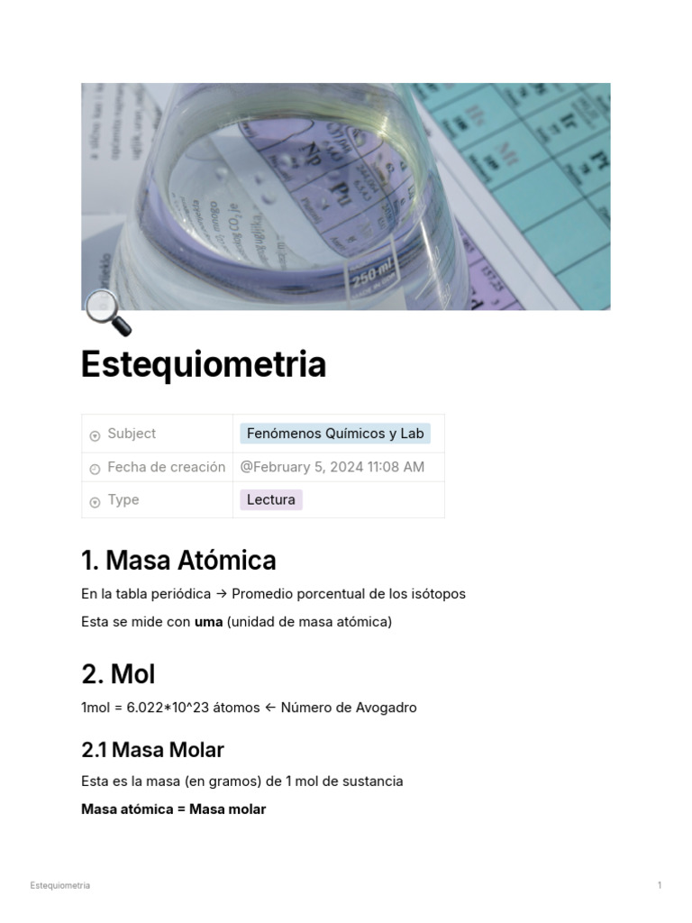 Anotaciones Sobre Estequiometria | PDF | Mole (Unidad) | Estequiometría