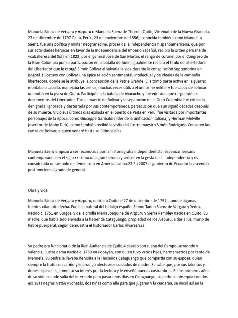 Manuela Sáenz | PDF