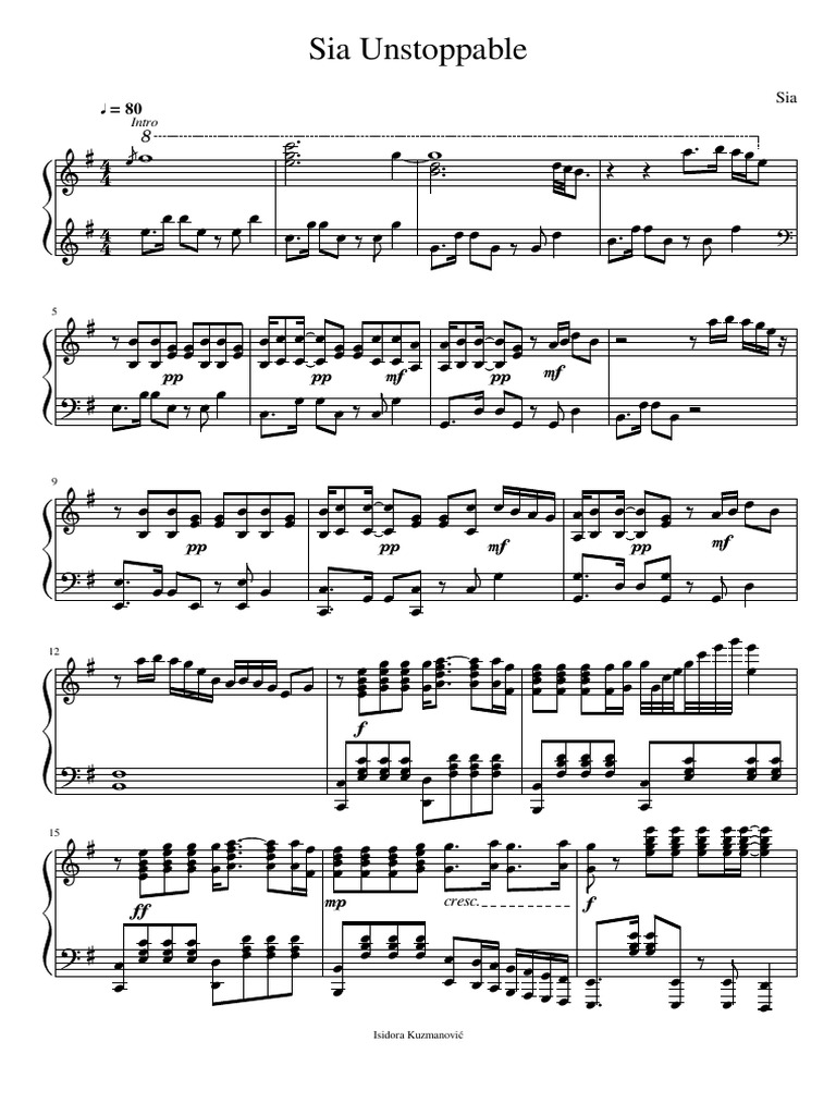 Sia - Unstoppable (Advanced Arrangement) | PDF