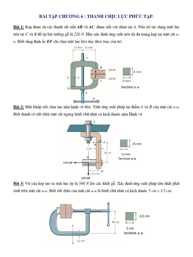 BÀI TẬP C6 THANH CHỊU LỰC PHỨC TẠP | PDF