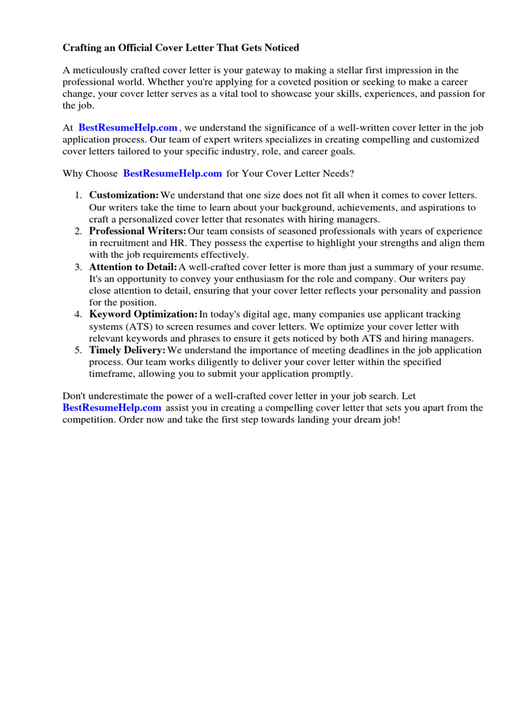 Official Cover Letter | Download Free PDF | Résumé | Leadership