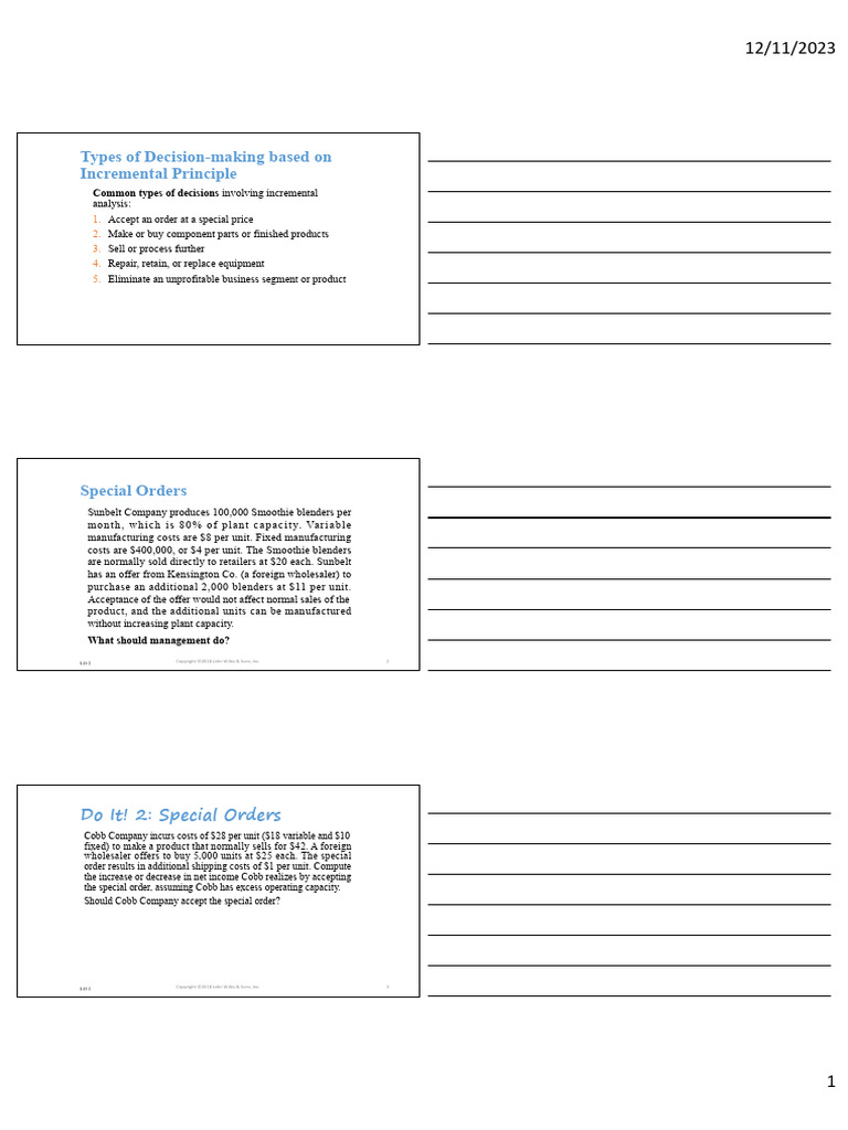 Decsion-Making Using Incremental Principle | PDF | Depreciation | Business