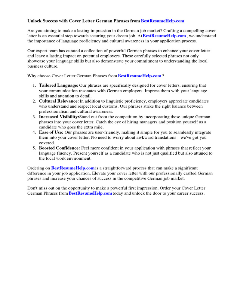 German Cover Letter Phrases Guide | PDF | Recruitment | Résumé