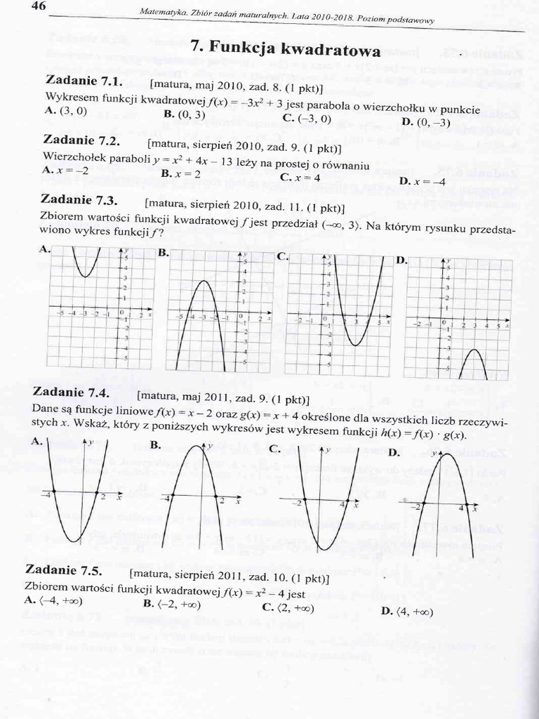Funkcja Kwadratowa Test | PDF