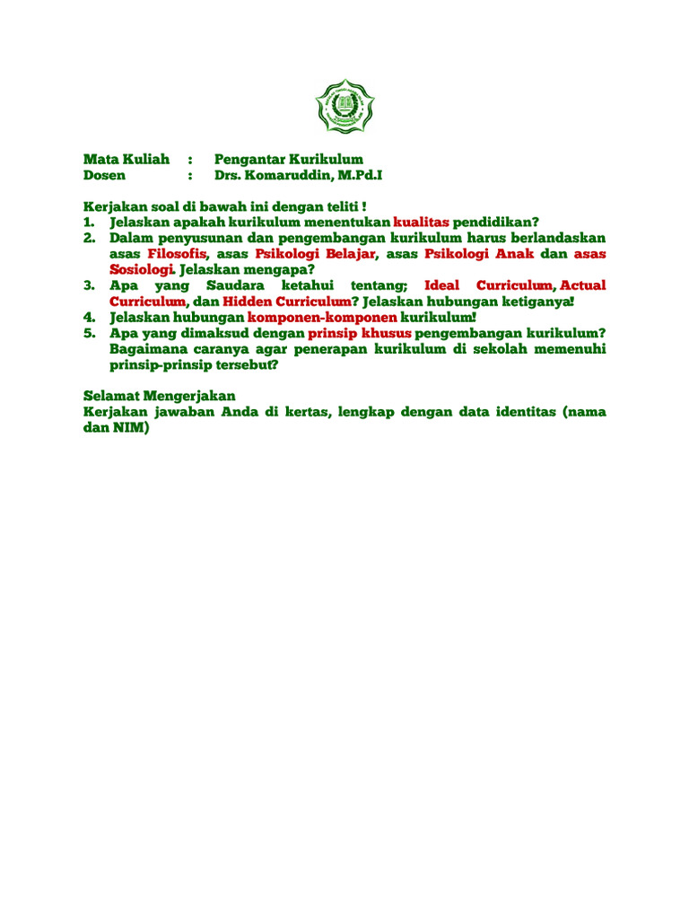 Soal Uts PK | PDF