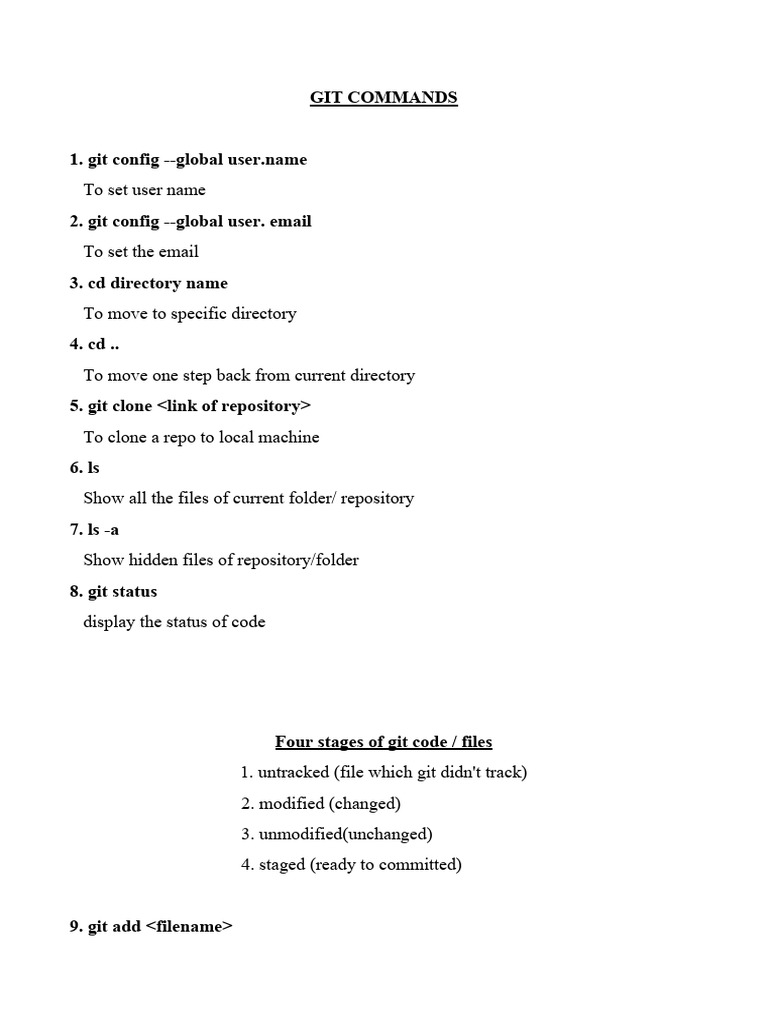 Git Commands Pdf Computer File Directory Computing 9345