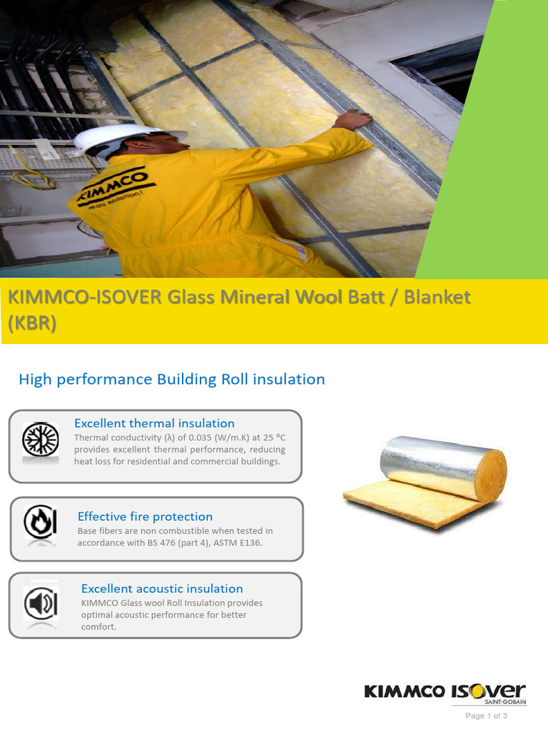 1 TDS - KIMMCO-ISOVER Glass Mineral Wool Batt-Blanket - KBR - 24kg - 25mm - FSK - Formal-1 | PDF ...