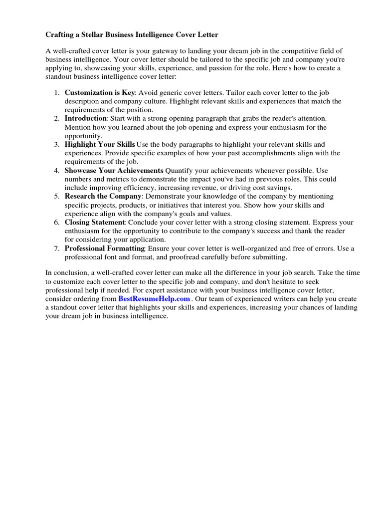 Business Intelligence Cover Letter | PDF | Business Intelligence ...