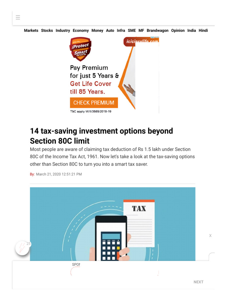 Beyond 80C: Tax-Saving Investments | PDF | Mortgages | Tax Deduction