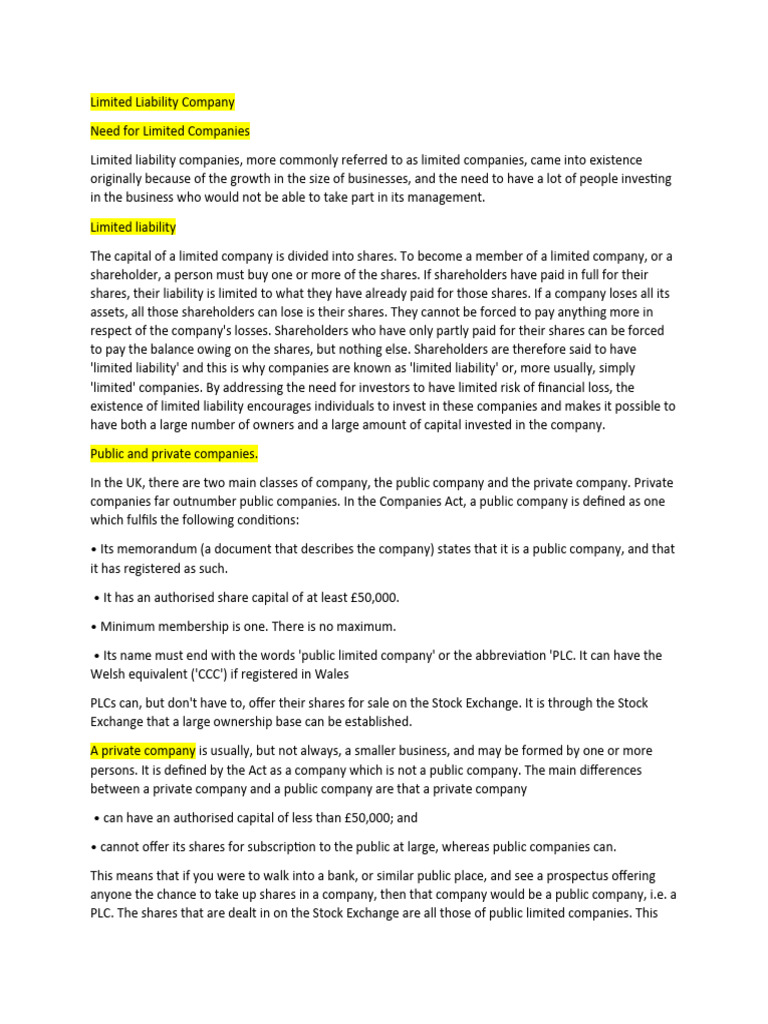 Understanding Limited Liability Companies | PDF | Dividend | Equity ...