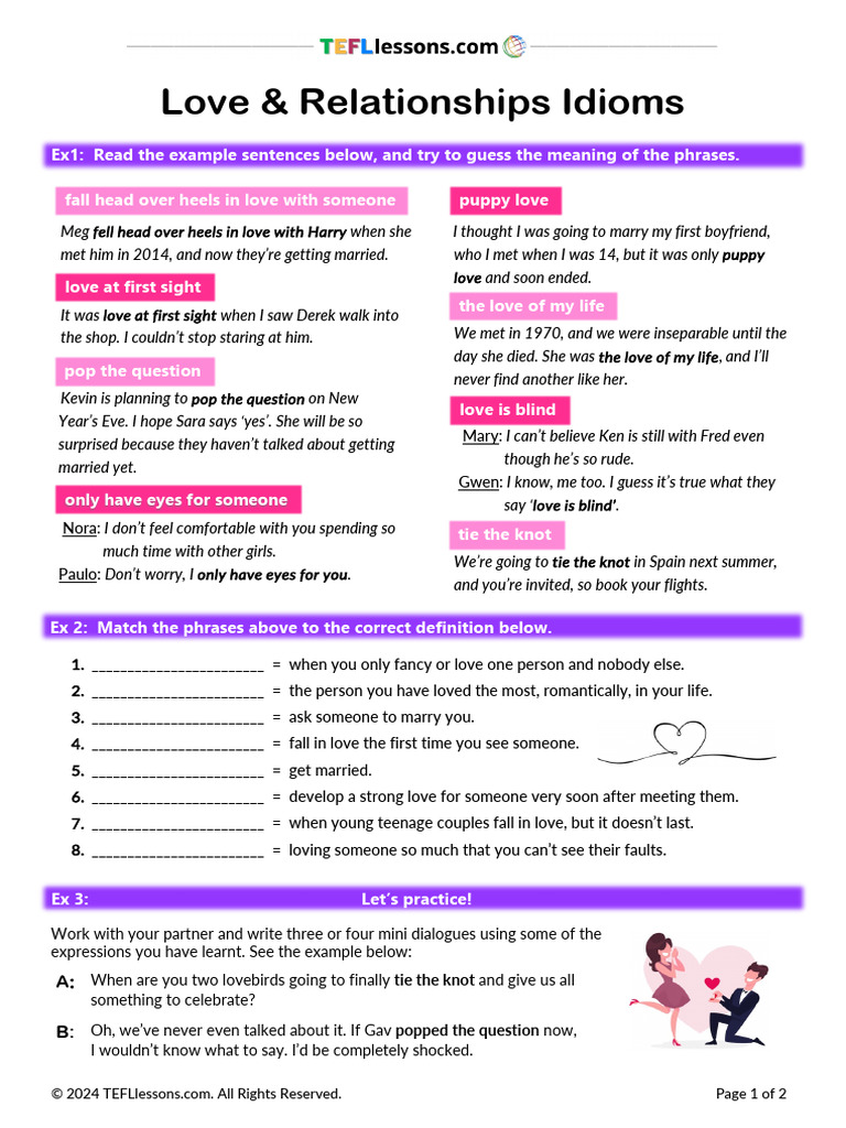 Love Idioms Student | PDF