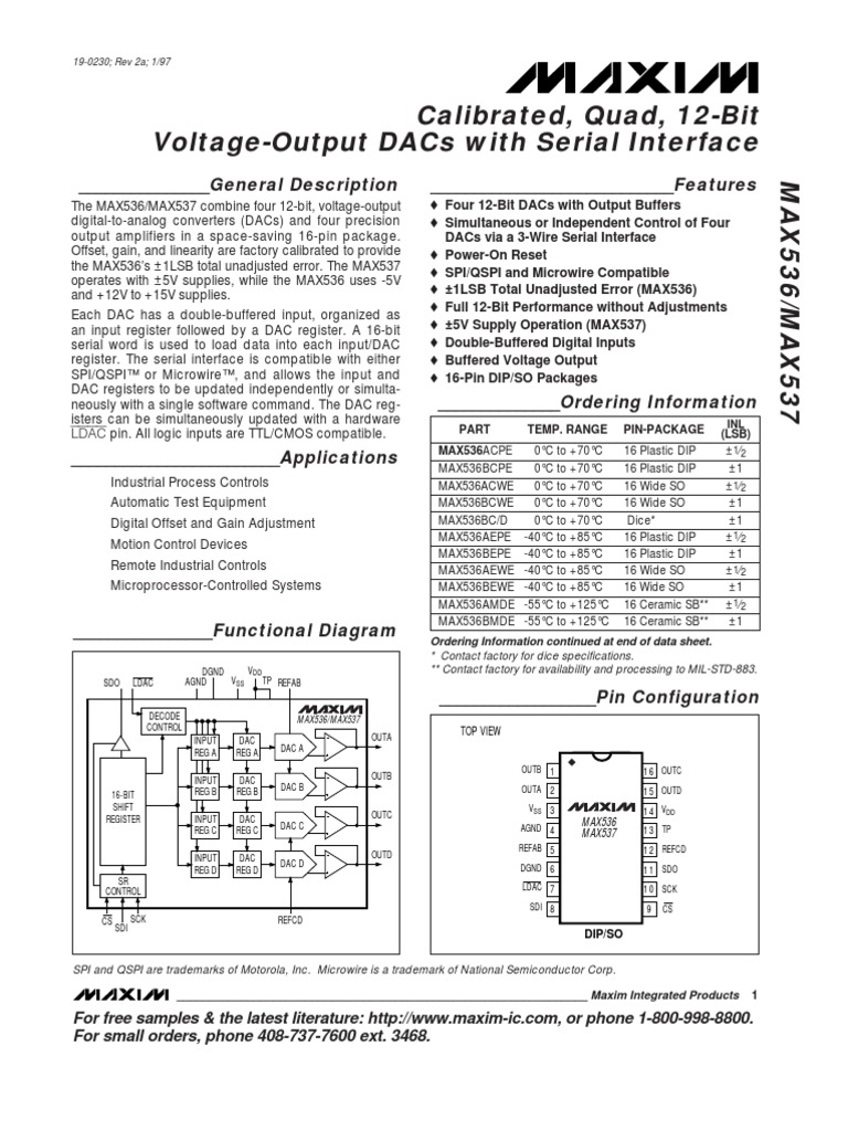 Max 536 | PDF | Digital To Analog Converter | Digital Electronics