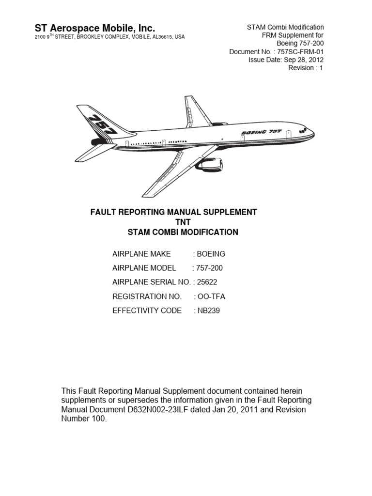 ST Aerospace Mobile, Inc.: Fault Reporting Manual Supplement TNT Stam ...