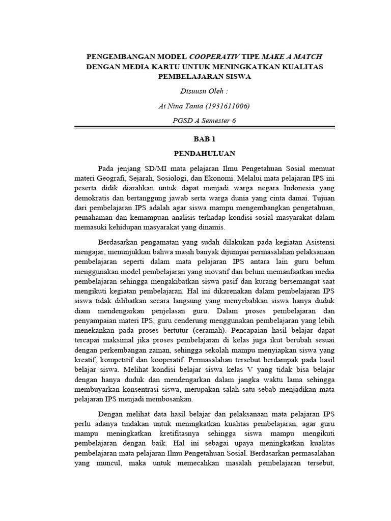 Ai Nina Tania - Model Make A Match | PDF