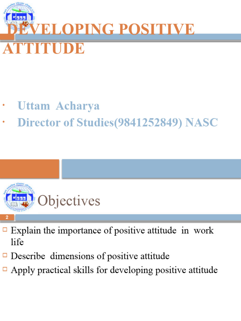 Developing Positive Attitude | PDF | Attitude (Psychology) | Optimism