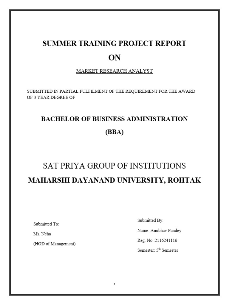 Bba 6 Sem Project of Company Job | Download Free PDF | Data Analysis | Sampling (Statistics)