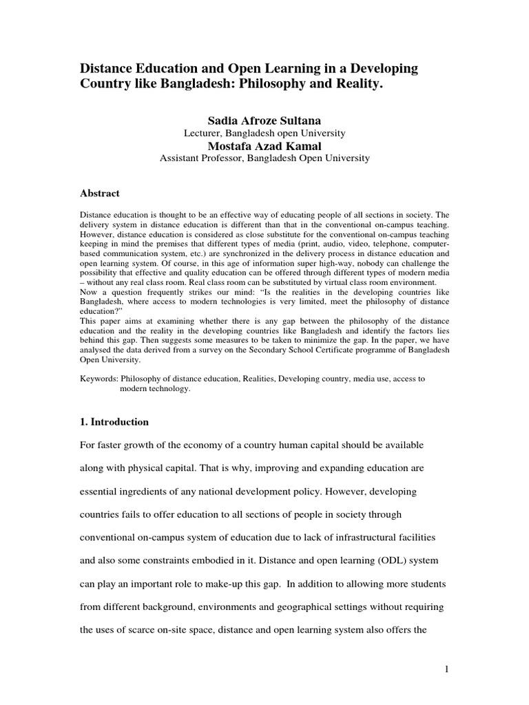 Distance Education in Bangladesh | PDF | Distance Education ...