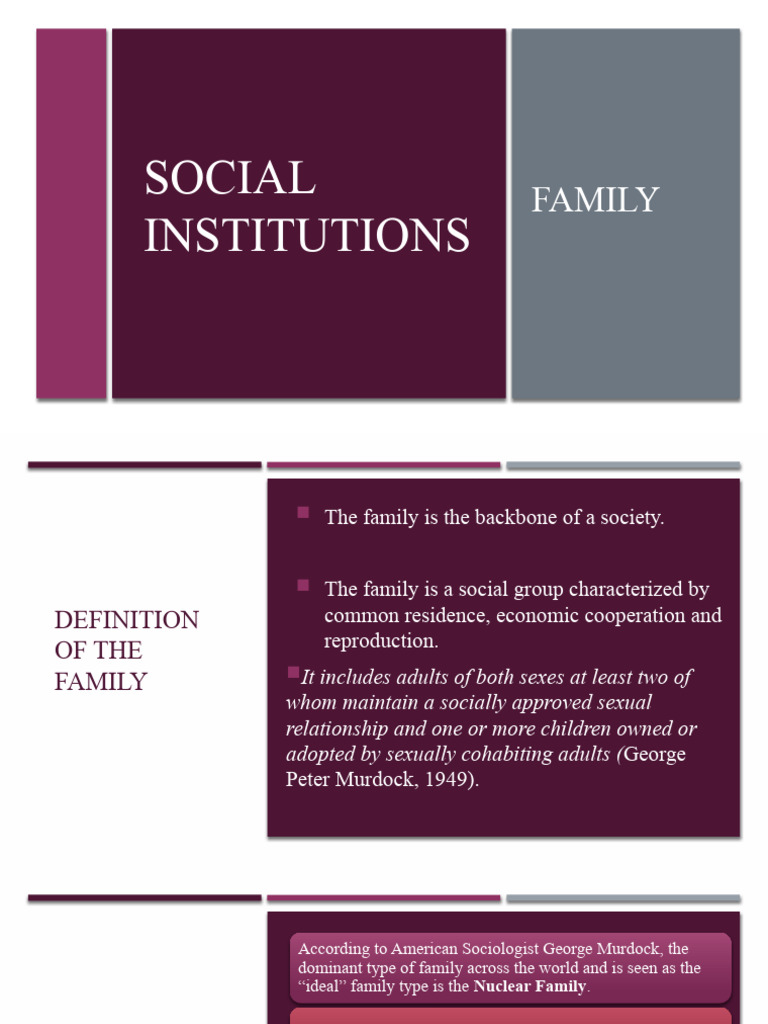 Social Institutions - Family | PDF | Family | Marxism