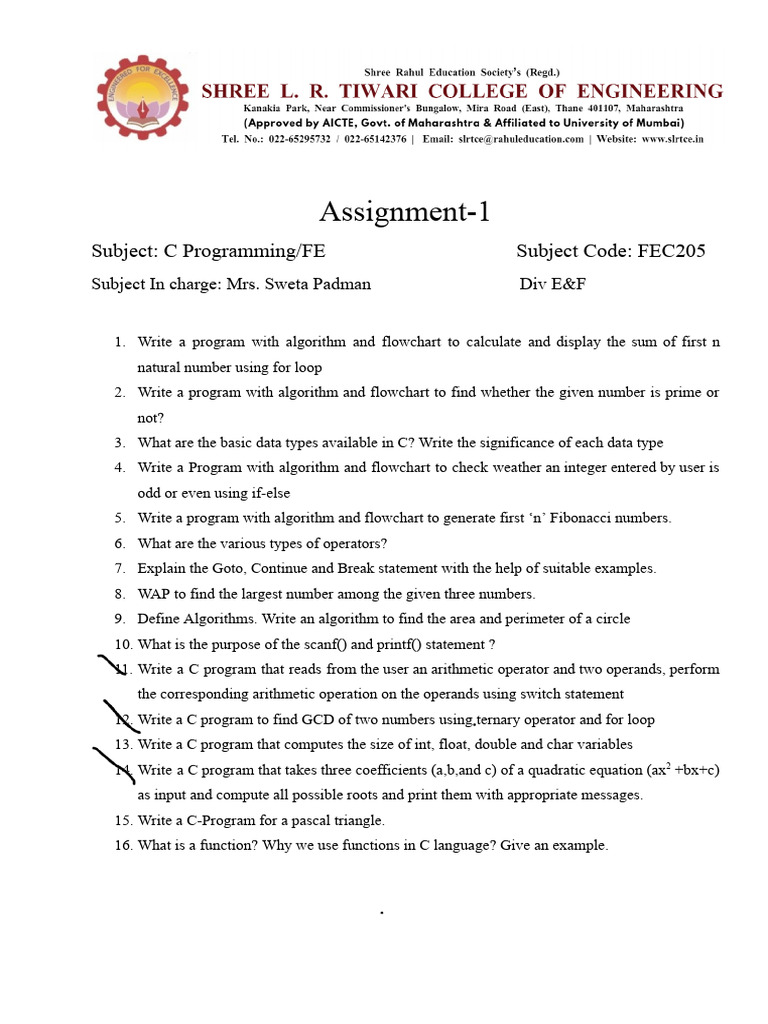 C Programming Assignment Tasks and Concepts | PDF