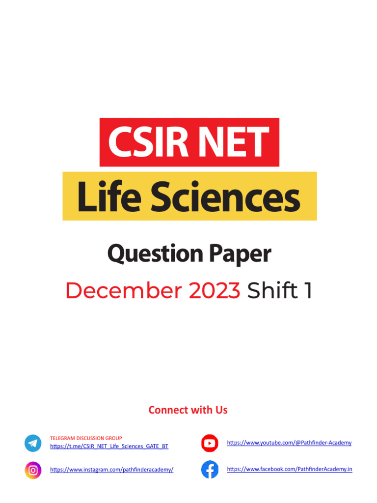 CSIR NET Life Sciences Dec 2023 Paper | PDF