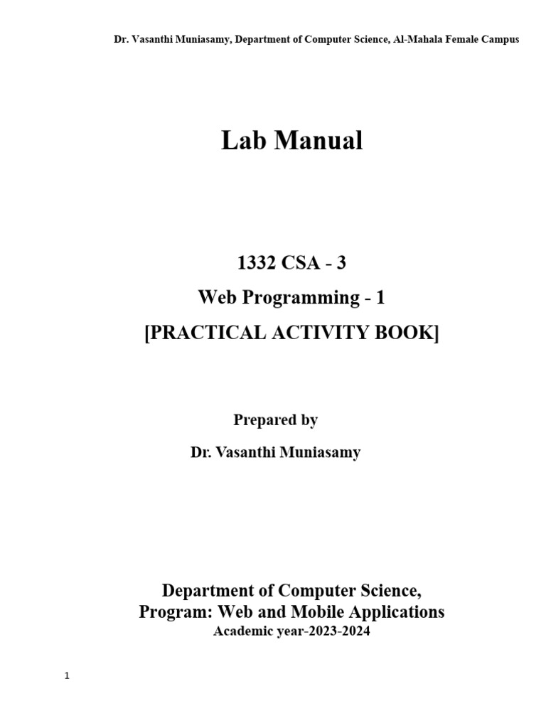 Web Programming 1 - Practical Material 2024 | PDF Web Programming 1 - Practical Material 2024 | PDF