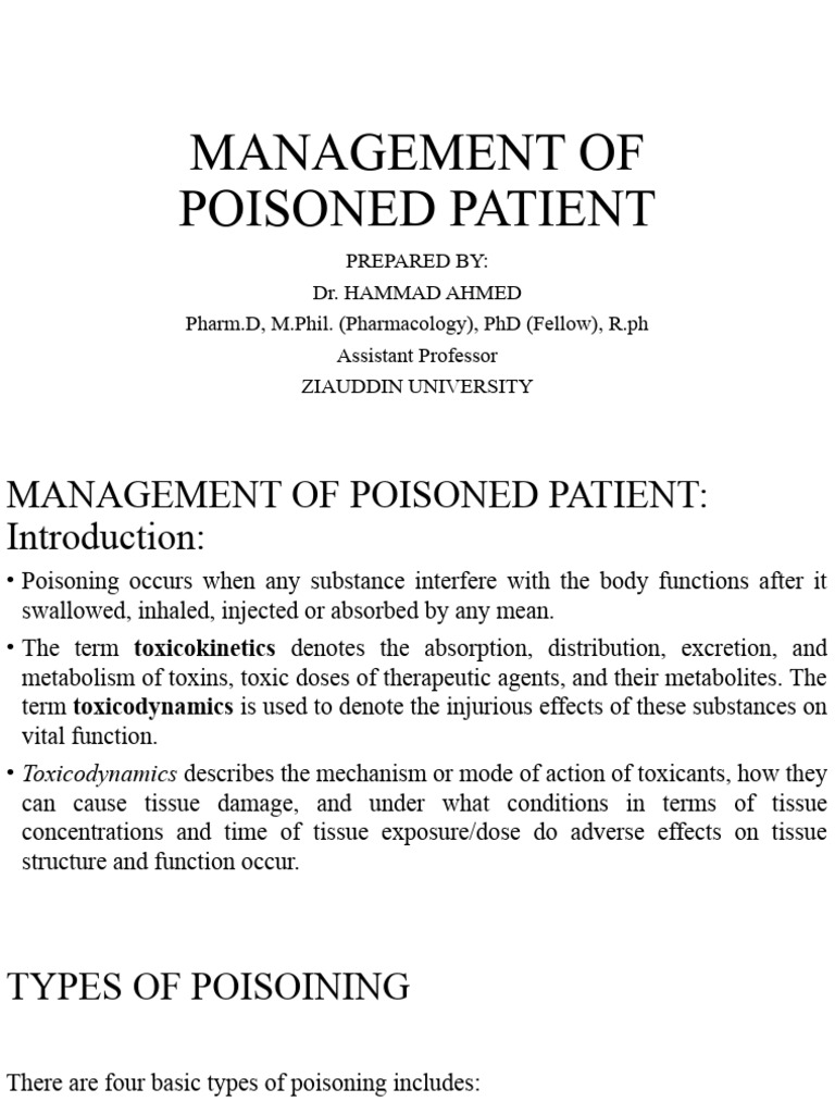 Management of Poisoned Patient | PDF | Toxin | Poison