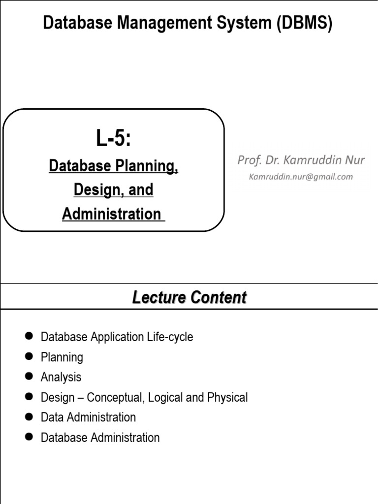 A. DB Planning, Design and Administration | PDF | Databases | Data Model