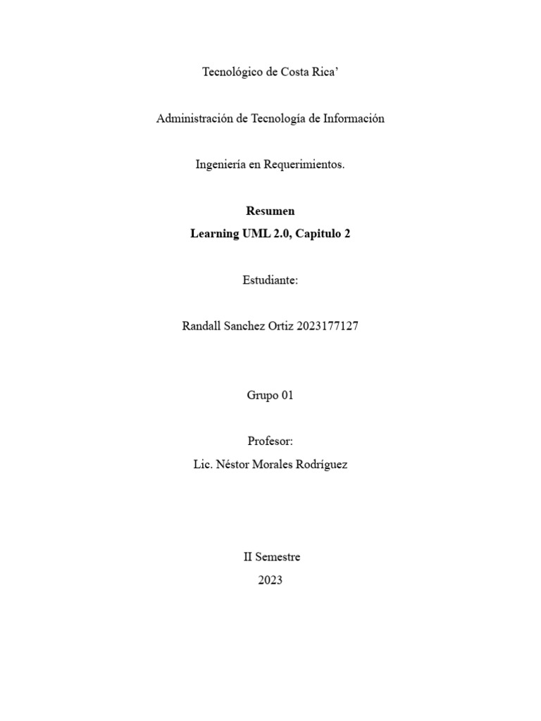 Learning UML 2.0 Cap 2 Resumen | PDF | Caso de uso | Ingeniería