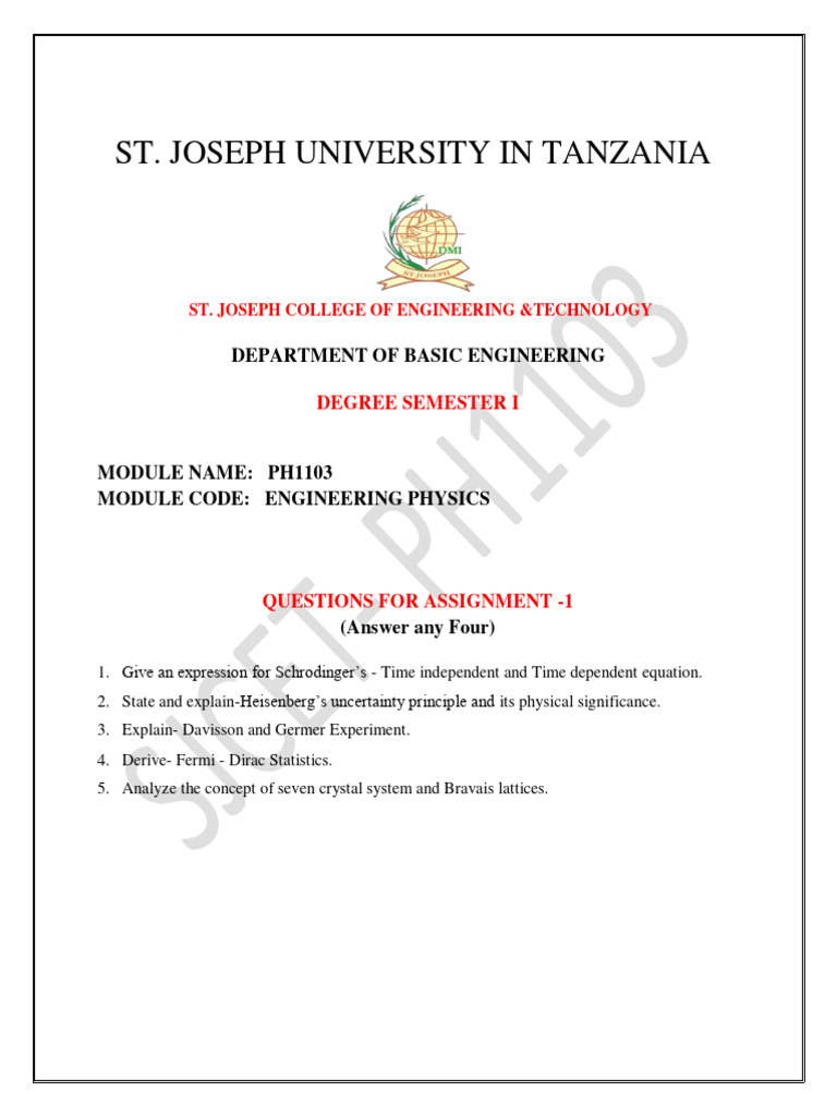 Assignment 1 Engineering Physics Pdf Technology Engineering