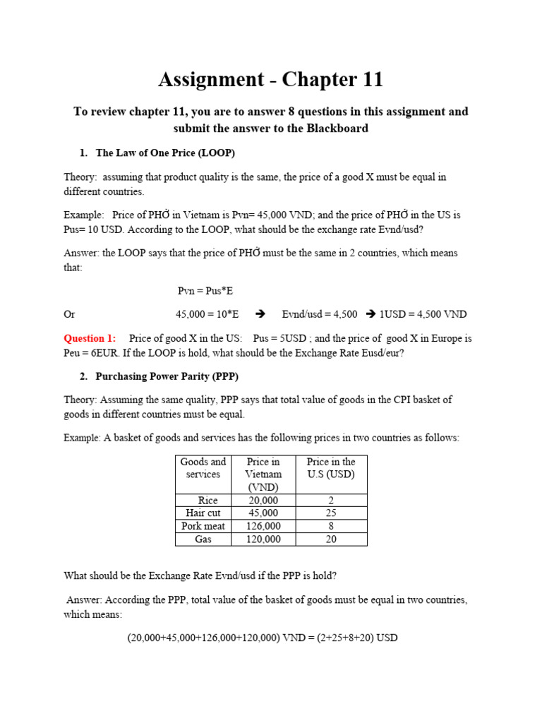 Assignment Chapter 11B | PDF | Exchange Rate | Purchasing Power Parity