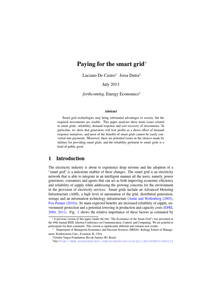 07 Paying For The Smart Grid 1 2 | PDF | Smart Grid | Electrical Grid