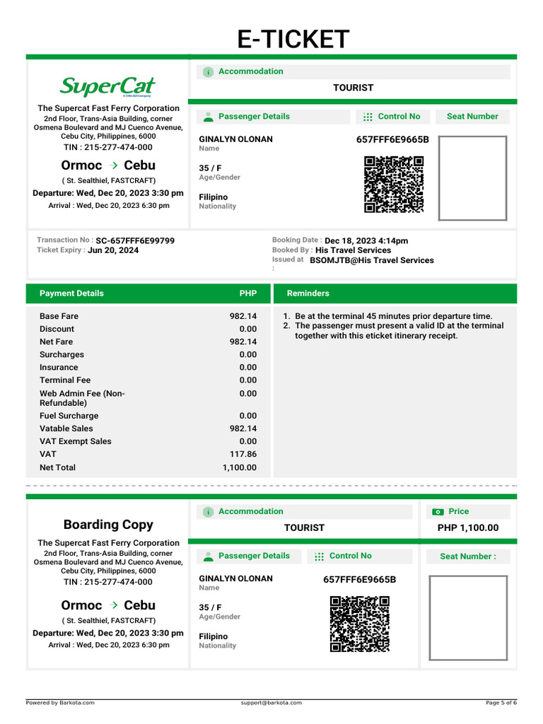 Ms. Ginalyn Olonan Supercat Ticket 1 | PDF | Identity Document | Legal ...