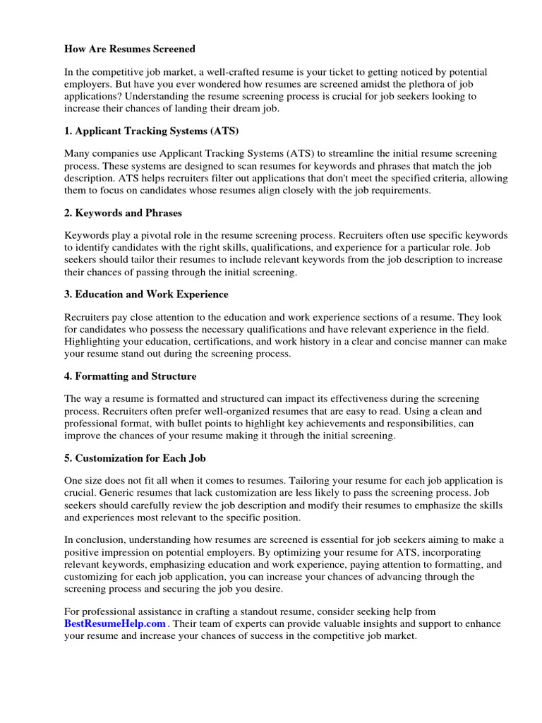 How Are Resumes Screened | PDF | Résumé | Recruitment