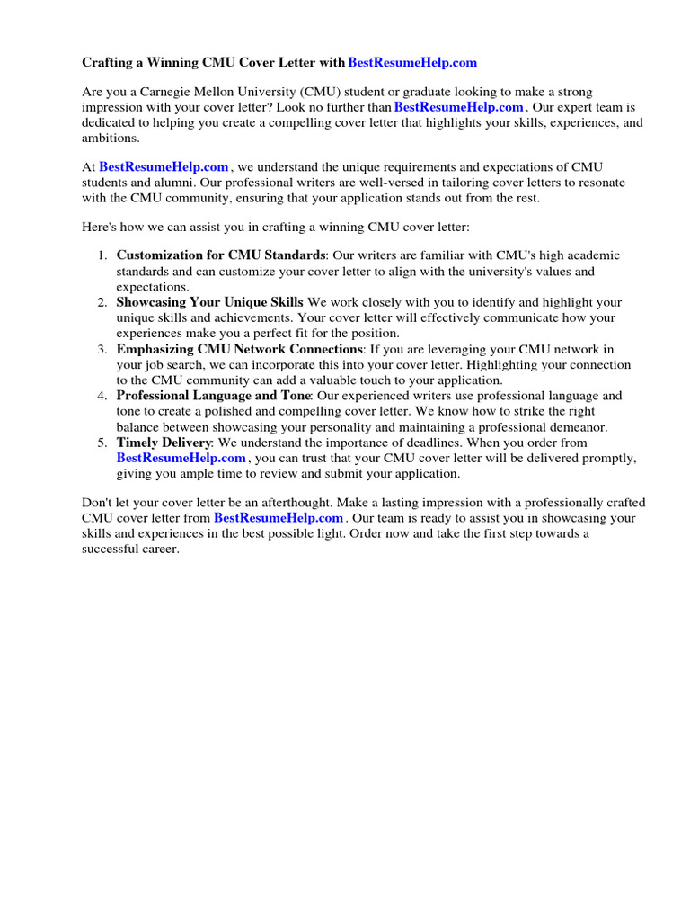 Cmu Cover Letter | PDF | Résumé | Carnegie Mellon University