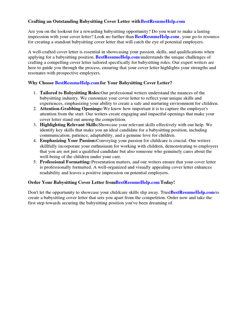 Babysitting Cover Letter Sample | Download Free PDF | Child Care ...
