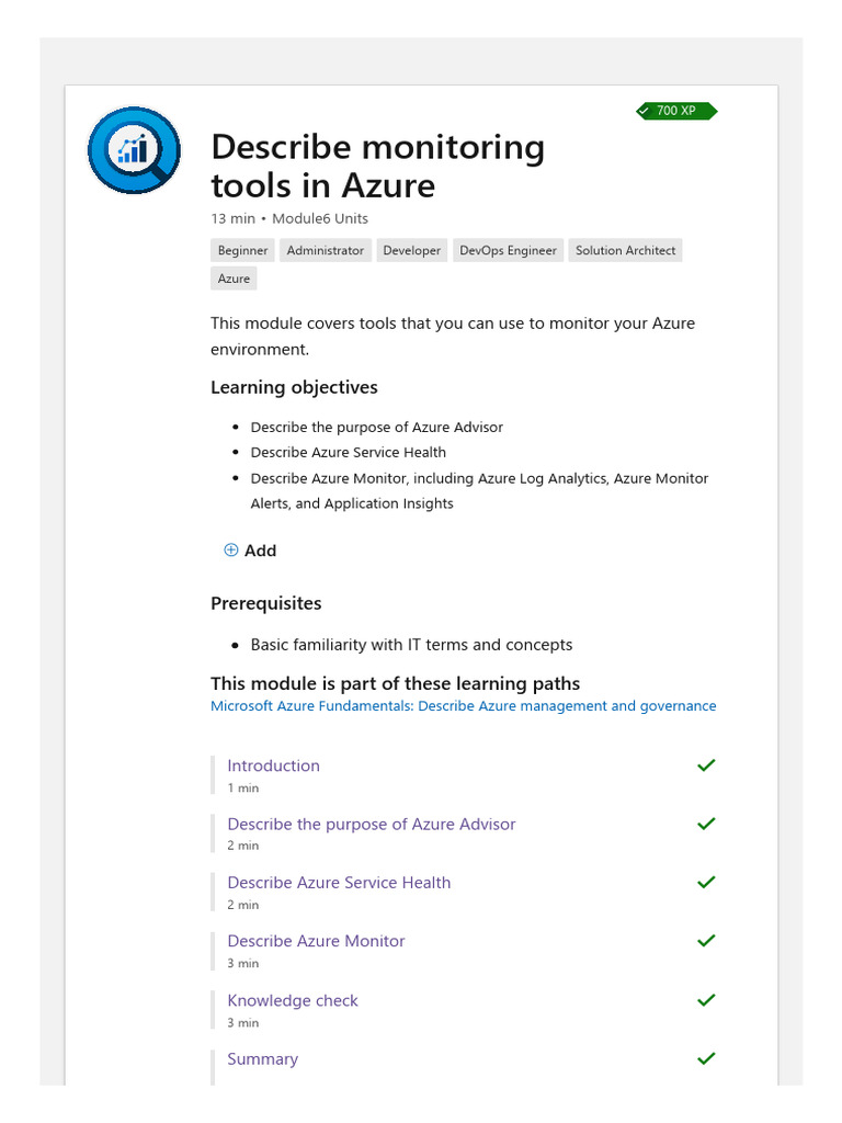 XII. Describe Monitoring Tools in Azure | PDF | Microsoft Azure | Cloud ...