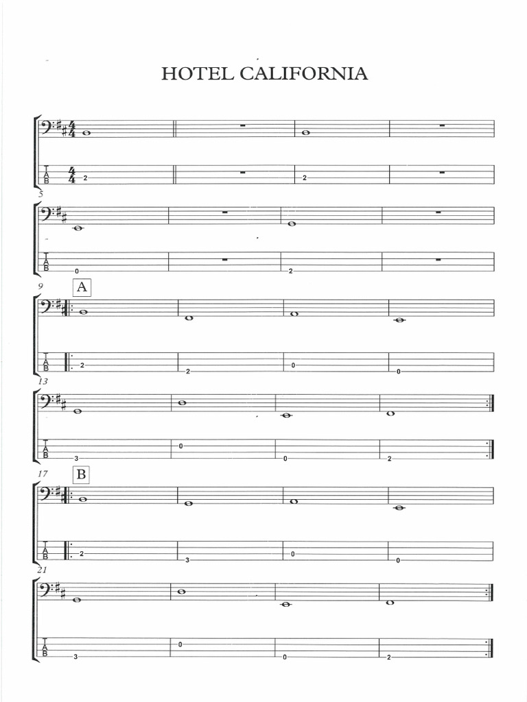 Hotel California - Bass Part | PDF