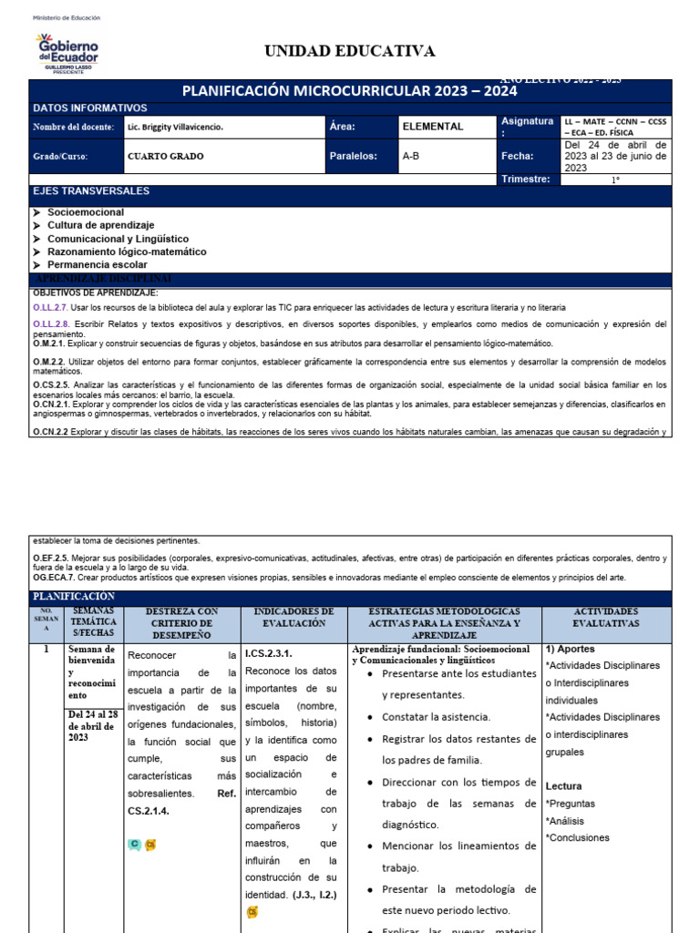 PLANIFICACIÓN DE 4to SEMANAS 1, 2,3,4,5,6,7,8,9 | PDF | Rectángulo ...