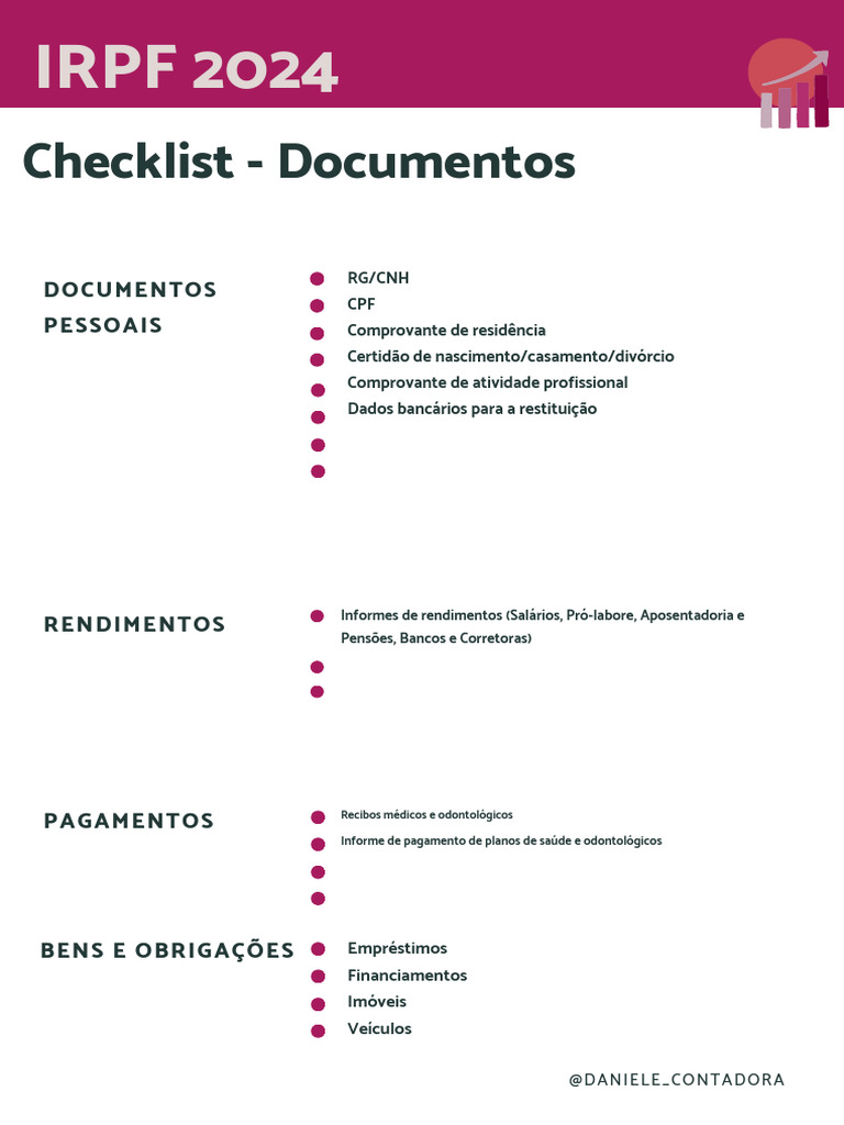 Checklist IRPF 2024: Documentos Necessários | PDF | Finanças e ...